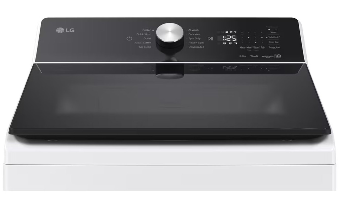 LG 8kg Series 5 AI Top Load Washing Machine (White) WTX308W | Retravision