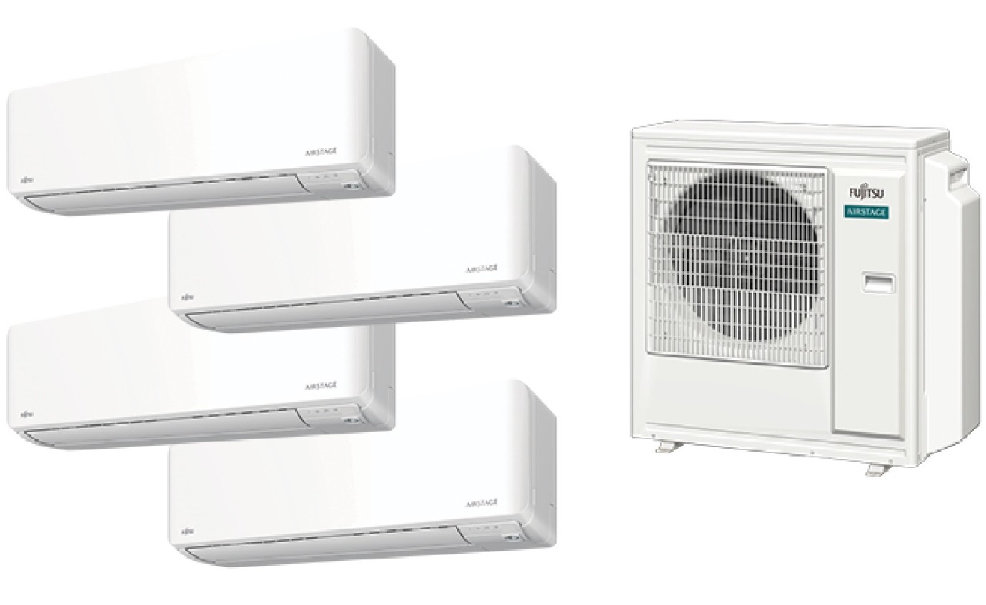 Fujitsu Multi System Air Conditioner Pack (3x 2.5kW & 1x 3.5kW Indoor ...