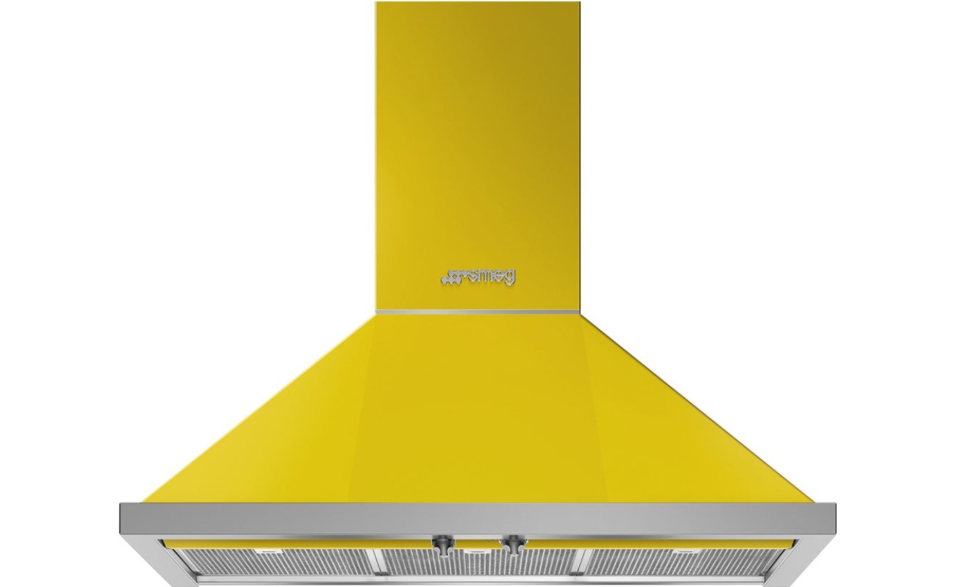 Smeg 90cm Portofino Wallmount Rangehood (Yellow) KPFA9YW | Retravision