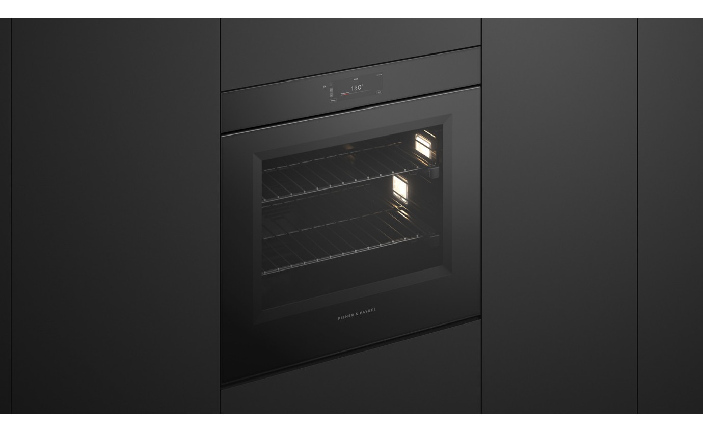 Fisher & Paykel 76cm Series 9 Minimal Pyrolytic Oven (Black Glass ...